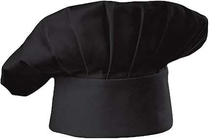 Chefskin Black Chef Hat Mushroom Style / Velcro Adjustable On The Back ...