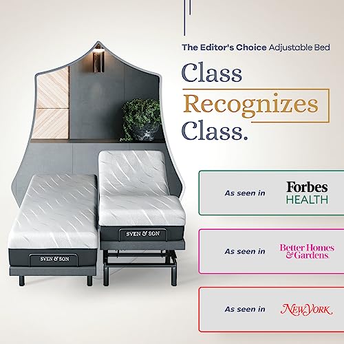 Sven & Son Bliss Series Adjustable Bed Base + 12" Split King, Luxury Cool Gel Memory Foam ...