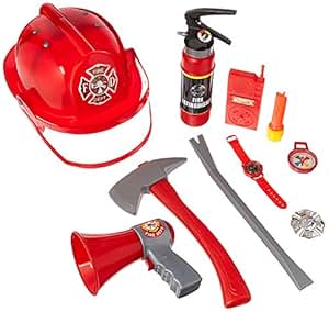 10 Pcs Fireman Gear Firefighter Costume Role Play Toy Set for Kids with ...