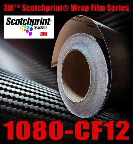 3M 1080-CF12 Glossy Black Carbon 30cm x 76cm Car Wrap Fibre Textured ...