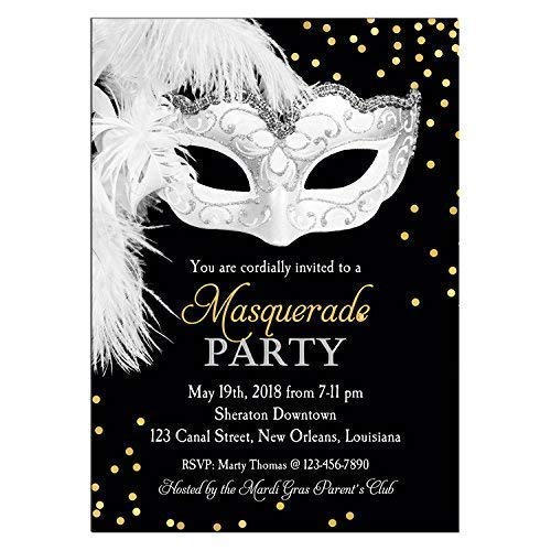 Amazon Masquerade Invitation ANY Wording Carnival Masquerade 
