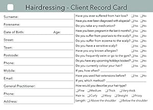 Hairdressing Client Record Card / Consultation Card - Pack of 200 ...