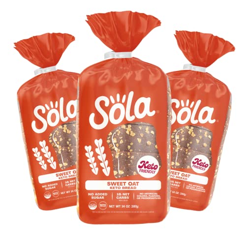 Sola Non GMO & Keto Certified Bread, Sweet Oat - 1g of Net Carbs & 4g ...