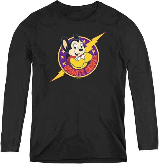 Amazon.com: Mighty Mouse Mighty Hero Adult Long Sleeve T-Shirt for ...