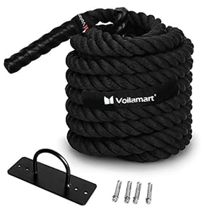 Voilamart 9M/30FT Battle Rope, 38mm (1.5") Exercise Undulation Ropes ...