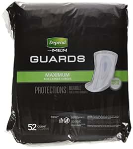 Depend Incontinence Guards for Men, Maximum Absorbency, 52 Count ...
