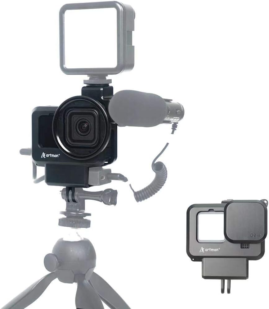 Artman Hero 10/9 Vlogging Case for GoPro Hero 10/9 Black,2 Cold Shoe ...