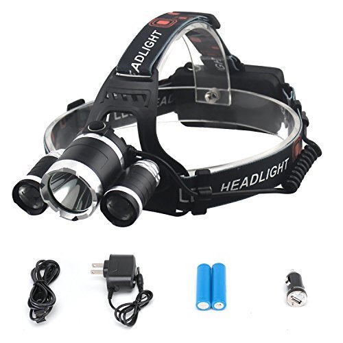 Diateklity Bright LED Headlamp Headlight Flashlight, 4 Modes w/ 3 Cree ...