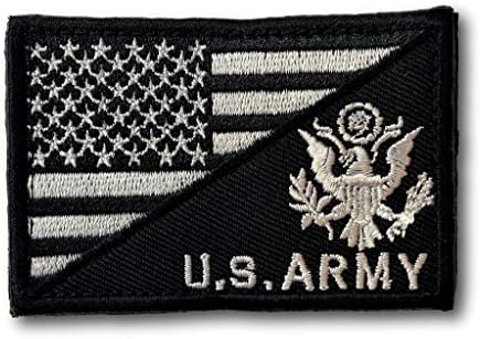 U.S. Army / American Flag Military Morale Patch with Hook & Loop (Black ...