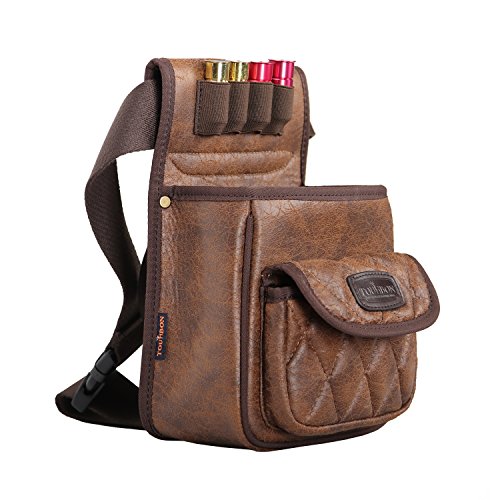 TOURBON Vintage Leather Trap Shooting Bag Ammo Storage Shell Pouch 50 ...