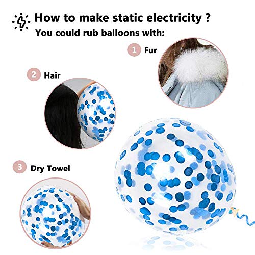 Royal Blue Confetti Latex Balloons, 50pcs 12 inch Light Blue Baby Blue and White Party Balloons ...