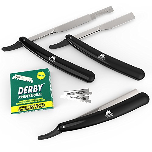 Sharp Equinox Straight Edge Razor, Black with Hi-Chromium Swiss Half ...