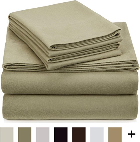 Pinzon Signature 190-Gram Cotton Heavyweight Velvet Flannel Sheet Set ...