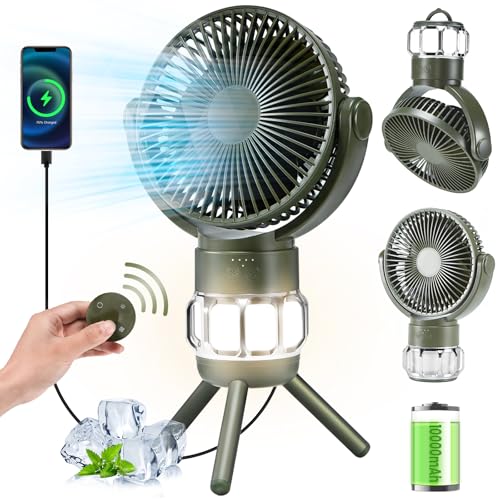 MAXEVE 3-in-1 Portable Camping Battery Powered Fan with LED Lantern ...