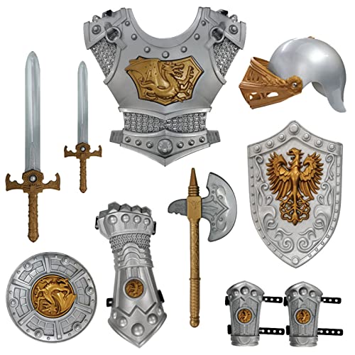Medieval Knight Set for Kids in Shining Armor Cosplay Plastic Costume ...