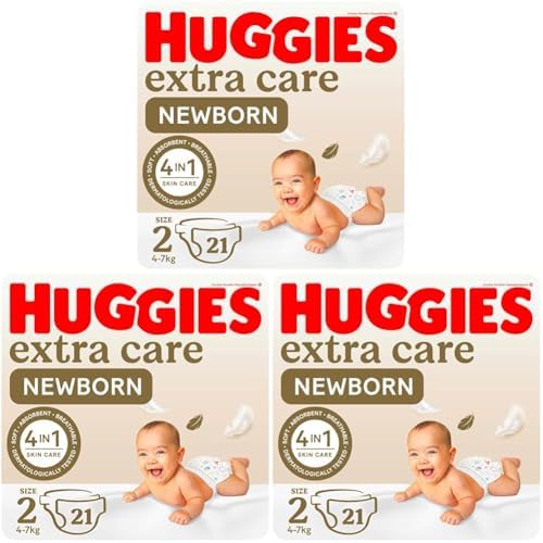 Huggies Extra Care Newborn, Size 2, 4-6 kg, Carry Pack, 21 Diapers ...