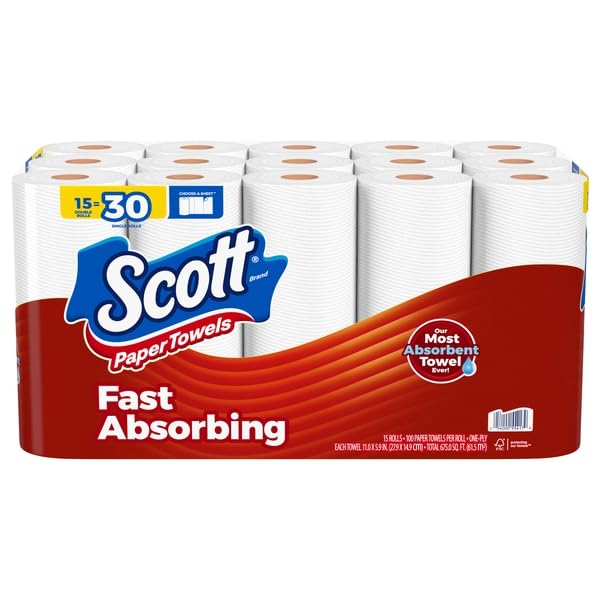 Scott Paper Co., Paper Towels Double Rolls One-Ply, 30 Count (Pack of 2 ...
