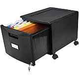 Amazon.com: Storex Plastic One-Drawer File Cabinet – Locking Document ...