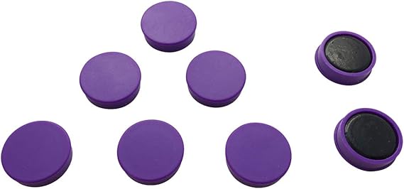 Pack of 12 Purple Round Flat Magnets - 24mm Whiteboard Office Fridge ...
