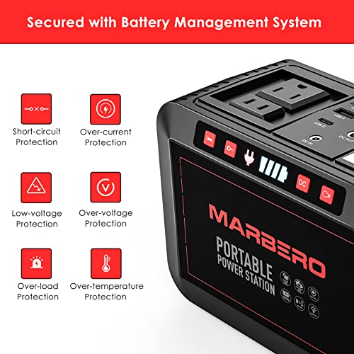 MARBERO 200W Portable Power Station 148Wh Camping Solar Generator ...