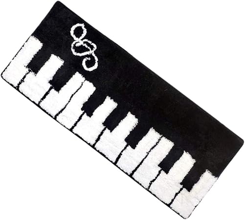 Abreeze Elegance Piano Rug Black and White Rug Keyboard Music Runner ...