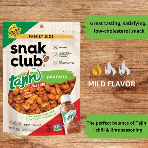 Snak Club Tajin Clasico Peanuts, Chili & Lime Nuts, Mild in Heat Bold ...