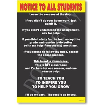 Amazon.com: Classroom Sign Notice to All Students Warning Teachers ...
