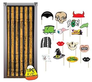Amazon.com: Halloween Photo Booth Props with Black & Orange Tinsel ...