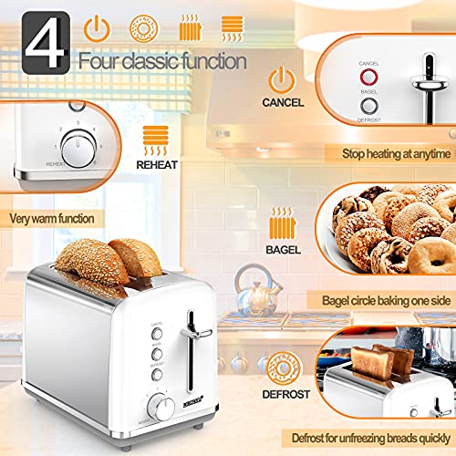 Toaster 2 Slice, Lionorm 900W Toaster with 6 Browning Settings, 1.5 In ...