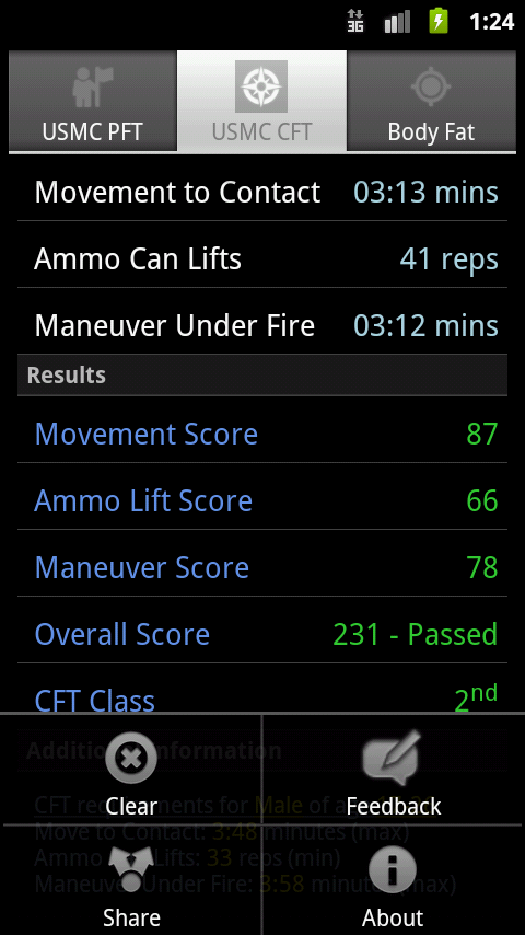 USMC PFT & CFT Calculator: Amazon.ca: Appstore for Android