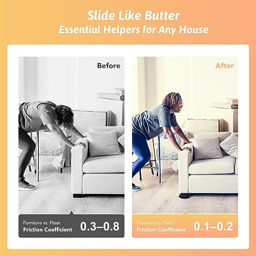 CO-Z Furniture Sliders - 8 Pack, 3 1/2" Reusable Furniture Sliders for ...