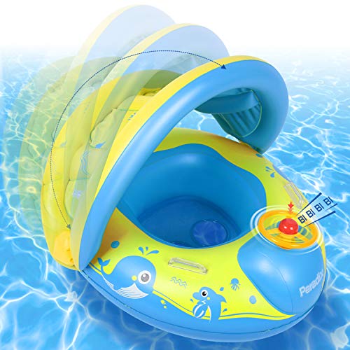 Peradix Baby Pool Float, Inflatable Baby Swim Float Ring with Sun ...
