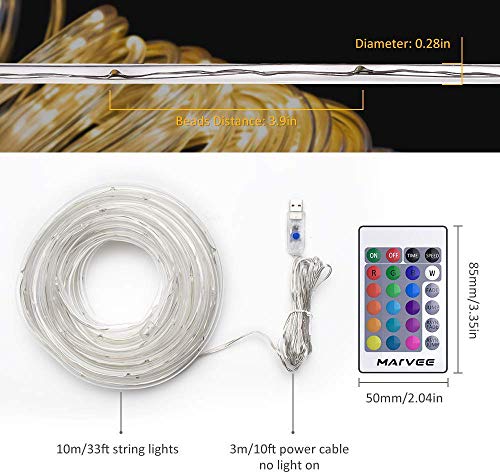 LED Rope Lights Outdoor, 33ft RGB Color Changing String Lights with 100 ...