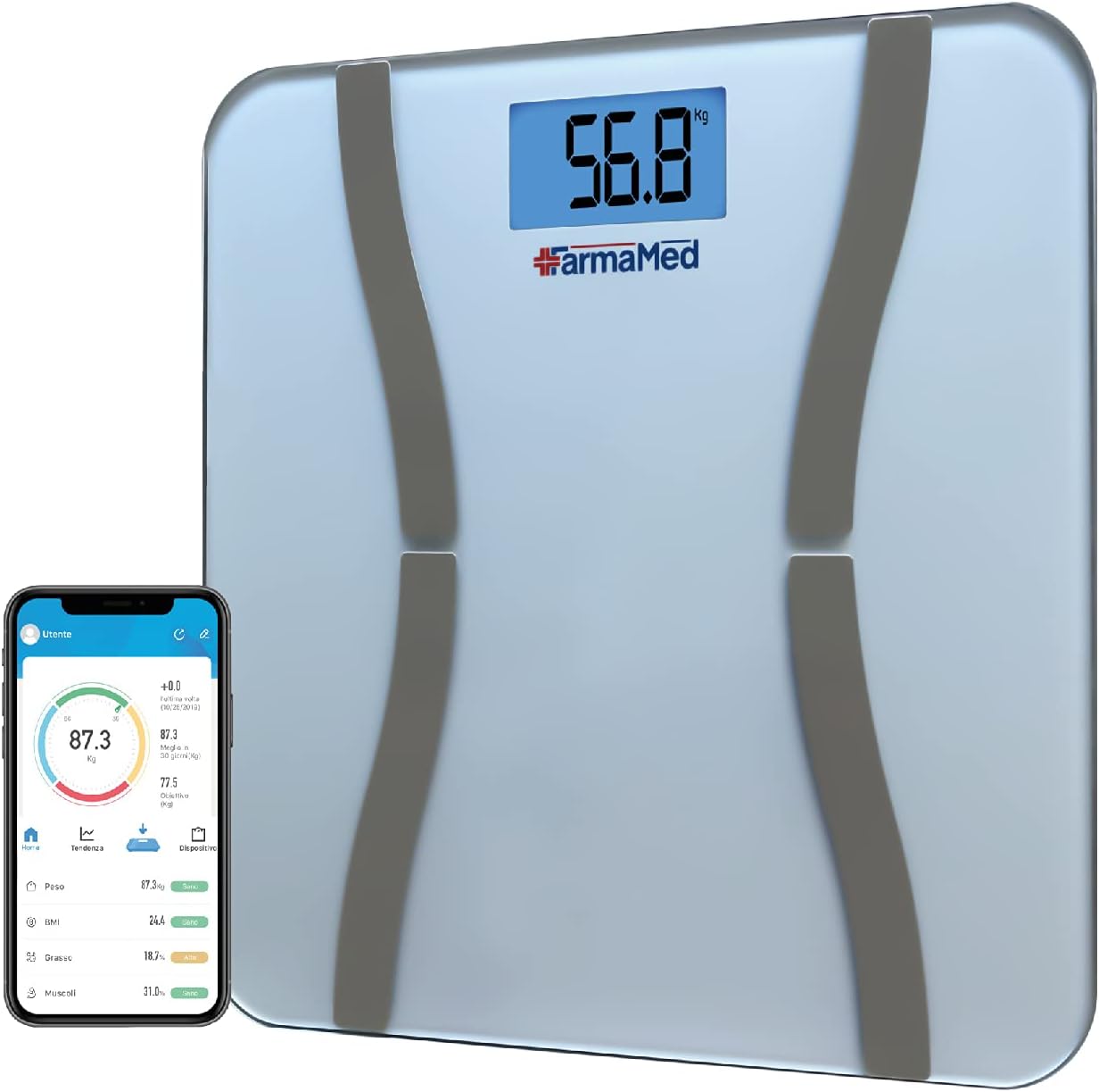 FARMAMED Digital Bathroom Bluetooth Smart Body Fat Scales, iOS and ...