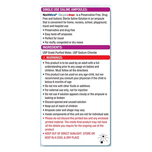 NeilMed Naspira Drops - Easy twist-off 12ct Ampoules, (Packaging May ...