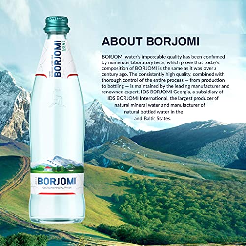 Borjomi Sparkling Mineral Water - 12 Pack Glass Bottled Water (16.9 fl. oz. each) - 100% Natural ...