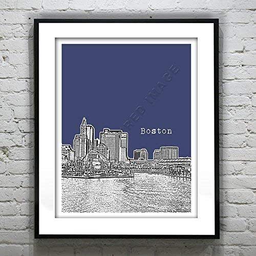 Amazon.com: Boston Massachusetts Art Print - Boston City Skyline ...