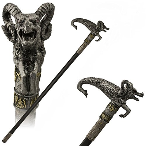 Buy Baphomet Evil Ram's Head walking cane 34" long Medieval Renaissance ...