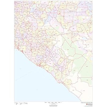 Amazon.com : Orange County, California Zip Codes - 36" x 48" Paper Wall ...