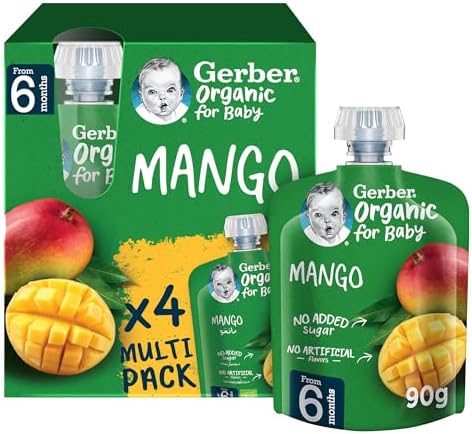 Gerber Organic Puree Mango Baby Food, 90G (Pack of 4) price in Saudi ...