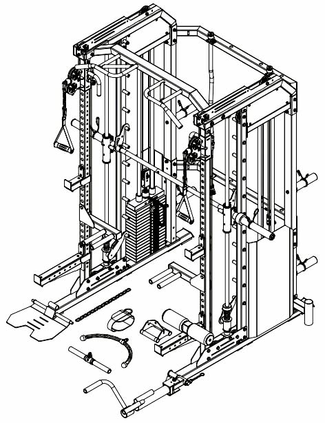 MiM USA Hercules Ex Commercial Smith Machine & Functional Trainer, All ...