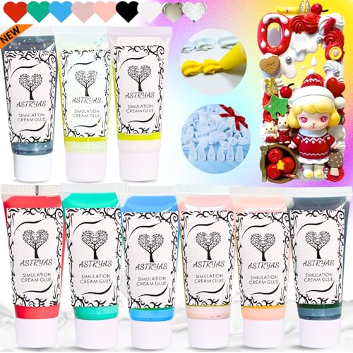 ASTRYAS Simulation Fake Whipped Cream Glue, 9 PCS DIY Decoden Cream ...