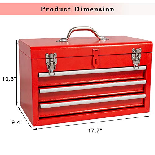3-Drawers Tool Chest tool Box with Wheels and Lockable Drawers,Rolling ...