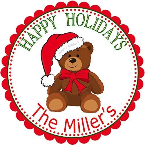 Amazon.com: 40 Personalized Christmas Teddy Bear LABELS Gift labels ...