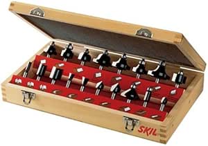 SKIL 91018 18-Piece Carbide Router Bit Set in Wooden Storage Case ...