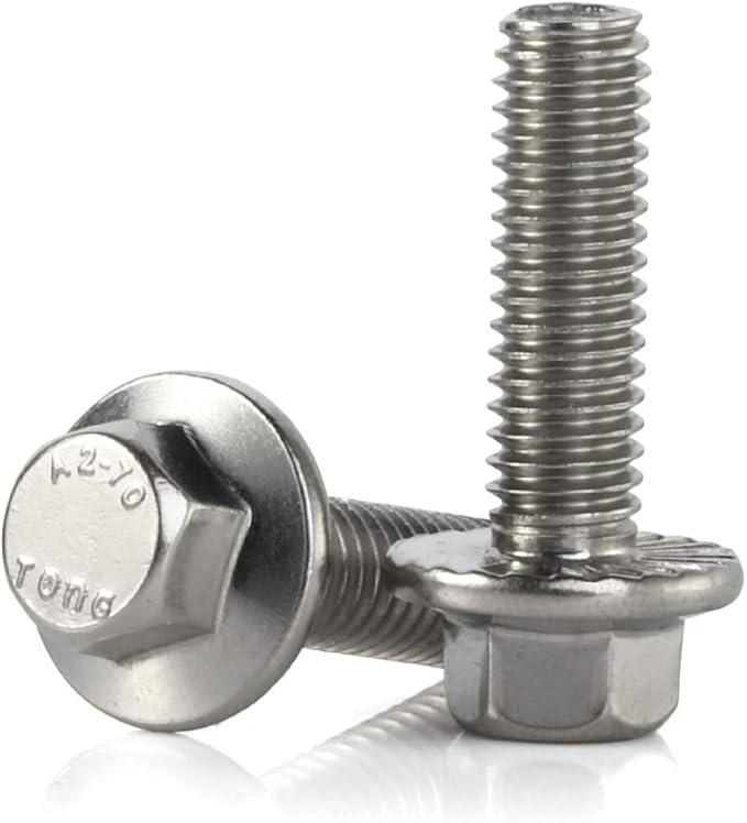 Amazon.com: M8-1.25 x 30mm Flanged Hex Head Bolts Flange Hexagon Screws, Stainless Steel A2-70 ...