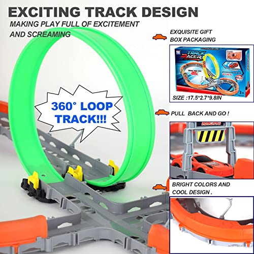 Race Car Track Set , Assembled Car Track Toys with 27 Pcs Building Kits ...