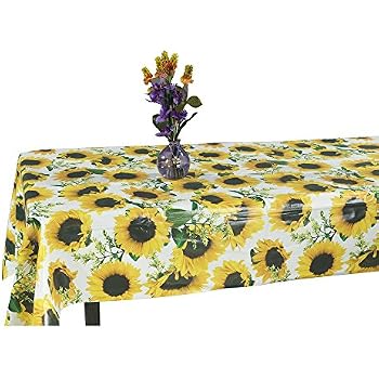 Amazon.com: Creative Linens Sunflower Tablecloth Embroidered Cutwork ...
