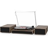 Amazon.com: LP&No.1 Vinyl Record Player with Dual Stereo Bookshelf Speakers, 3-Speed Belt-Drive ...