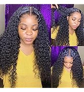 Amazon.com : Pizazz Deep Wave Lace Front Wigs Human Hair 180 Density ...